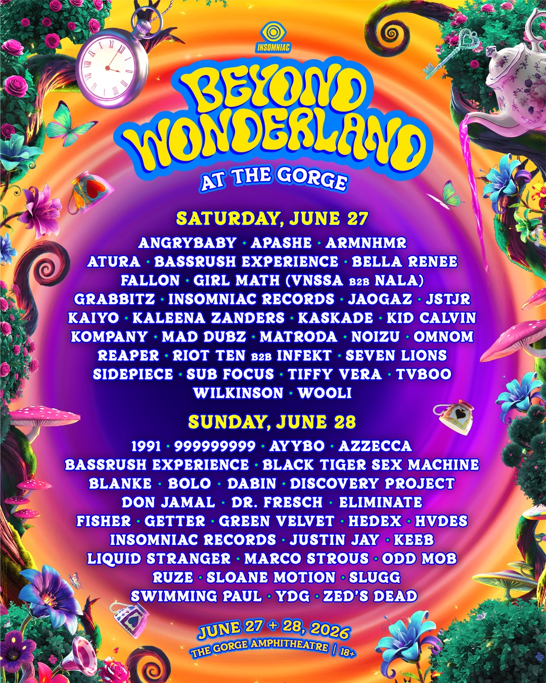Beyond Wonderland at The Gorge 2026 Lineup | Grooveist