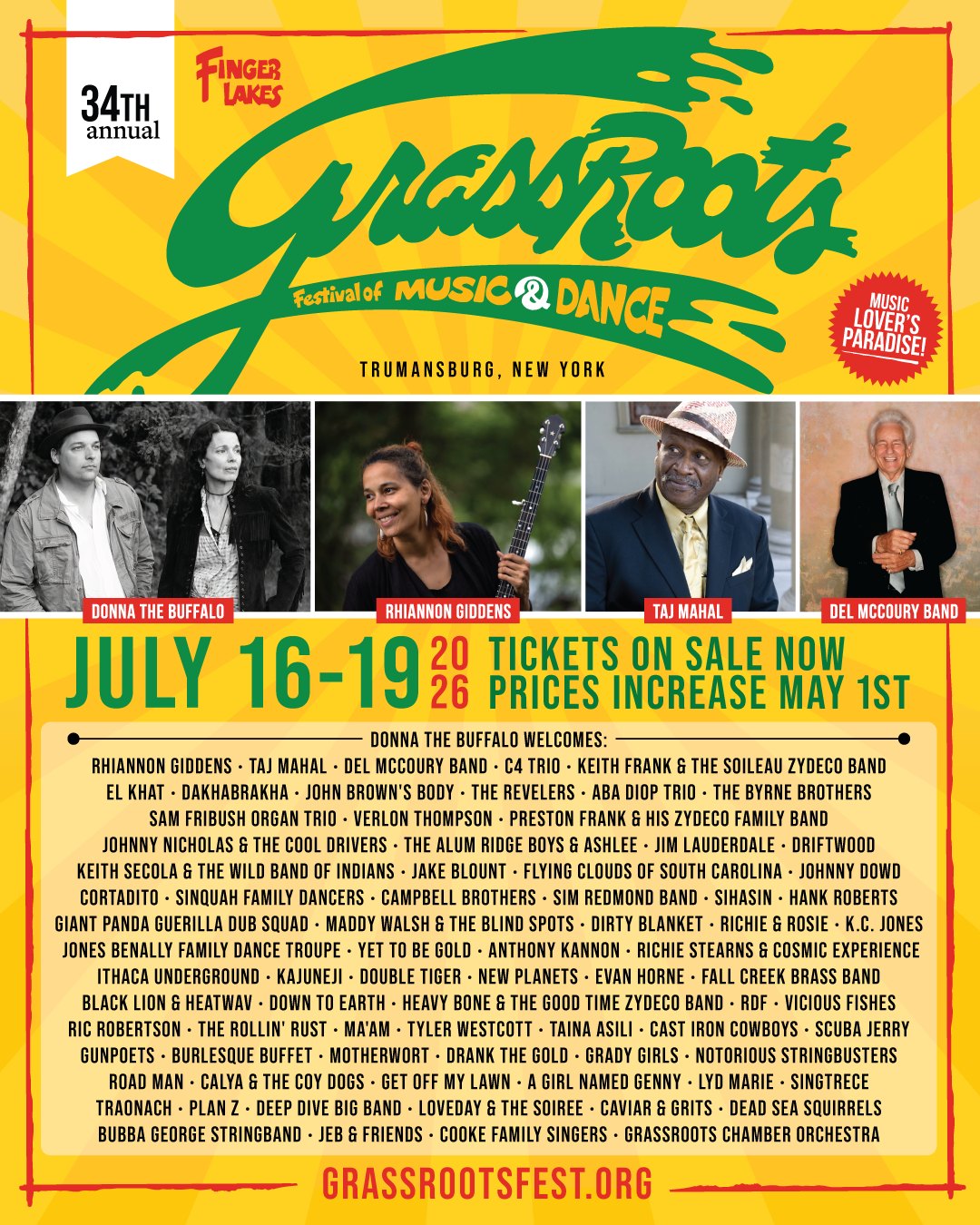 Finger Lakes GrassRoots Festival of Music & Dance 2026 Lineup | Grooveist